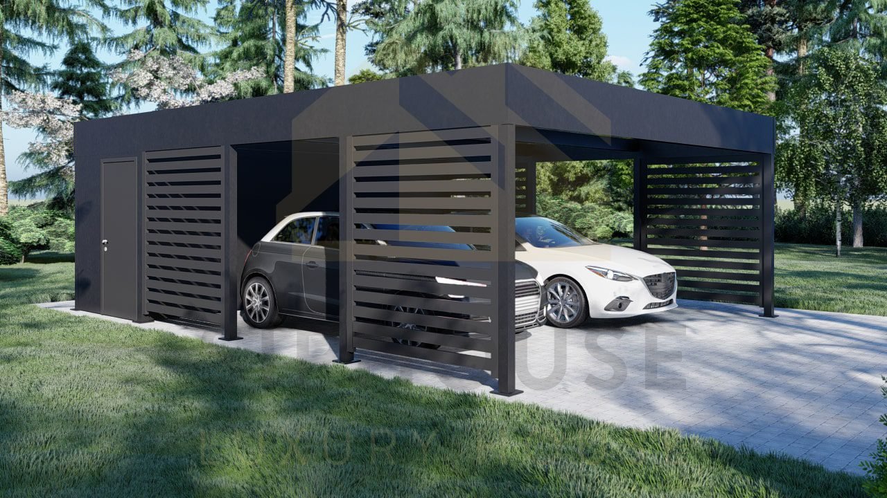 Dobbelt Carport Elsdon, 6x6 med skur 10m² - SipHouse