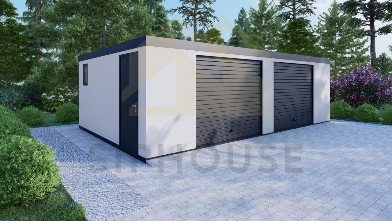 Isoleret Dobbelt Garage Helstonas, 38 m² - SipHouse