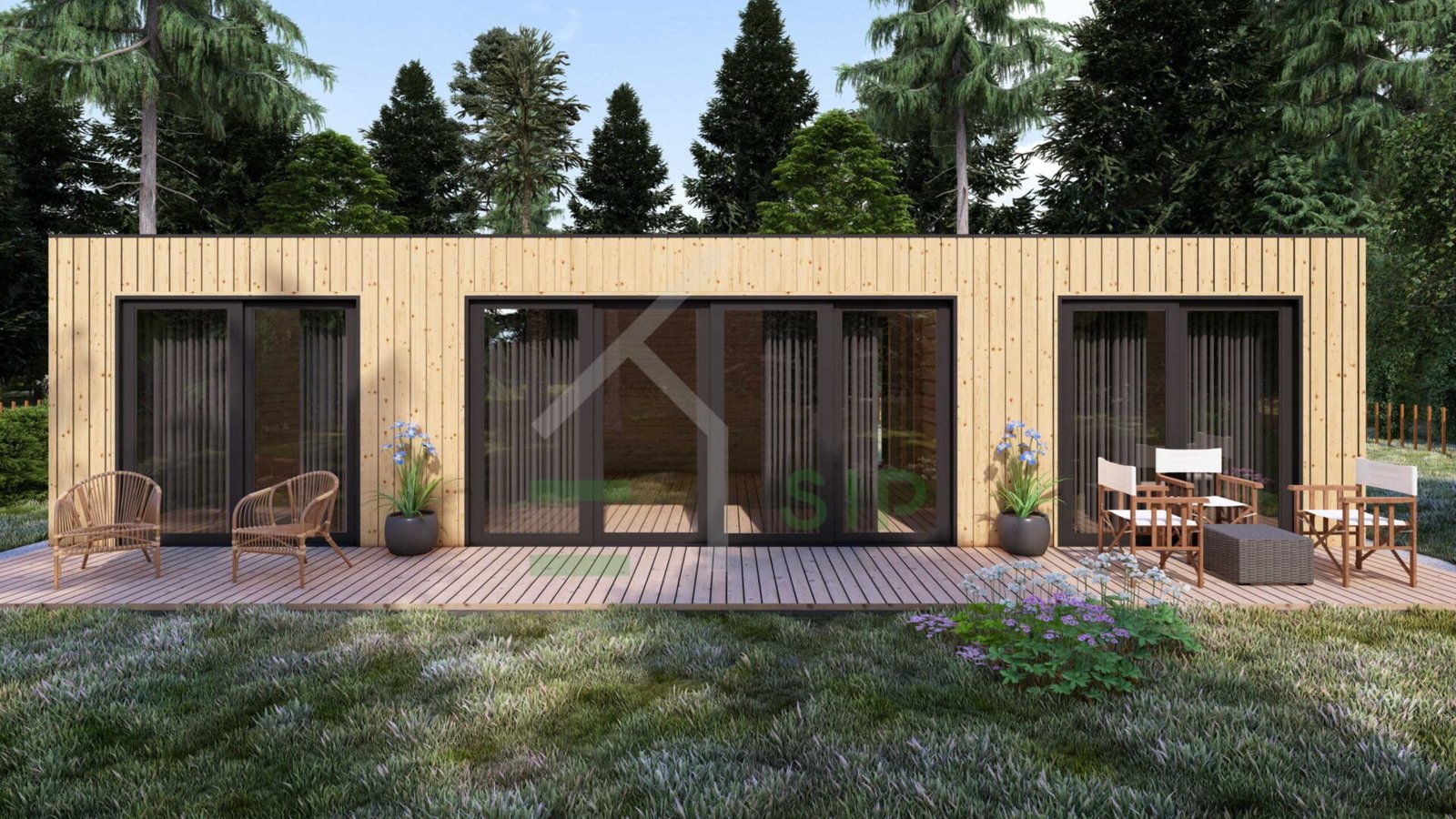 Træhus Elin (Isoleret, 34 mm + Beklædning), 47m² - SipHouse